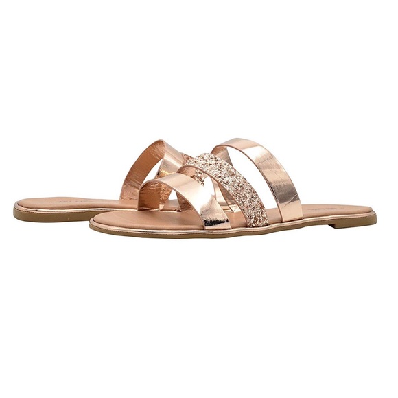 dELiA*s | Shoes | Glittery Rose Gold Flat Sandals | Poshmark